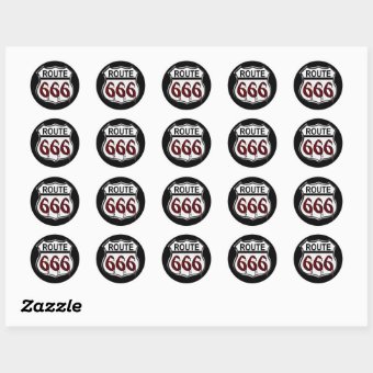Route 666 classic round sticker | Zazzle