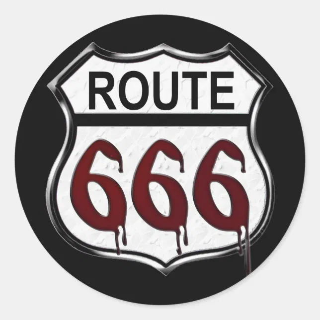 Route 666 classic round sticker | Zazzle