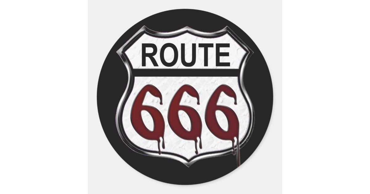 Route 666 classic round sticker | Zazzle