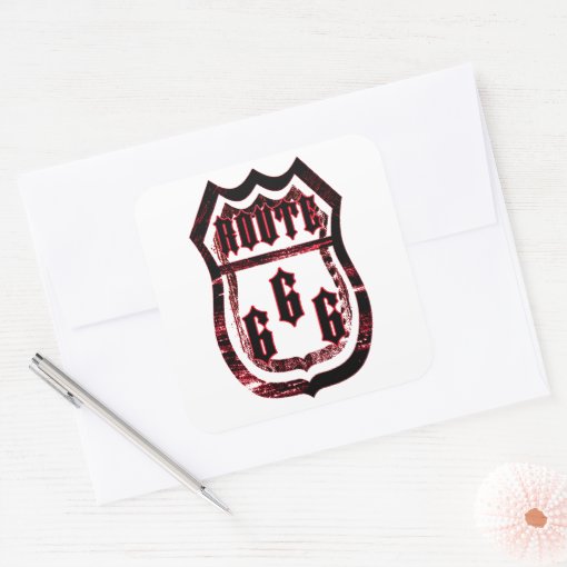 Route 666 square sticker | Zazzle