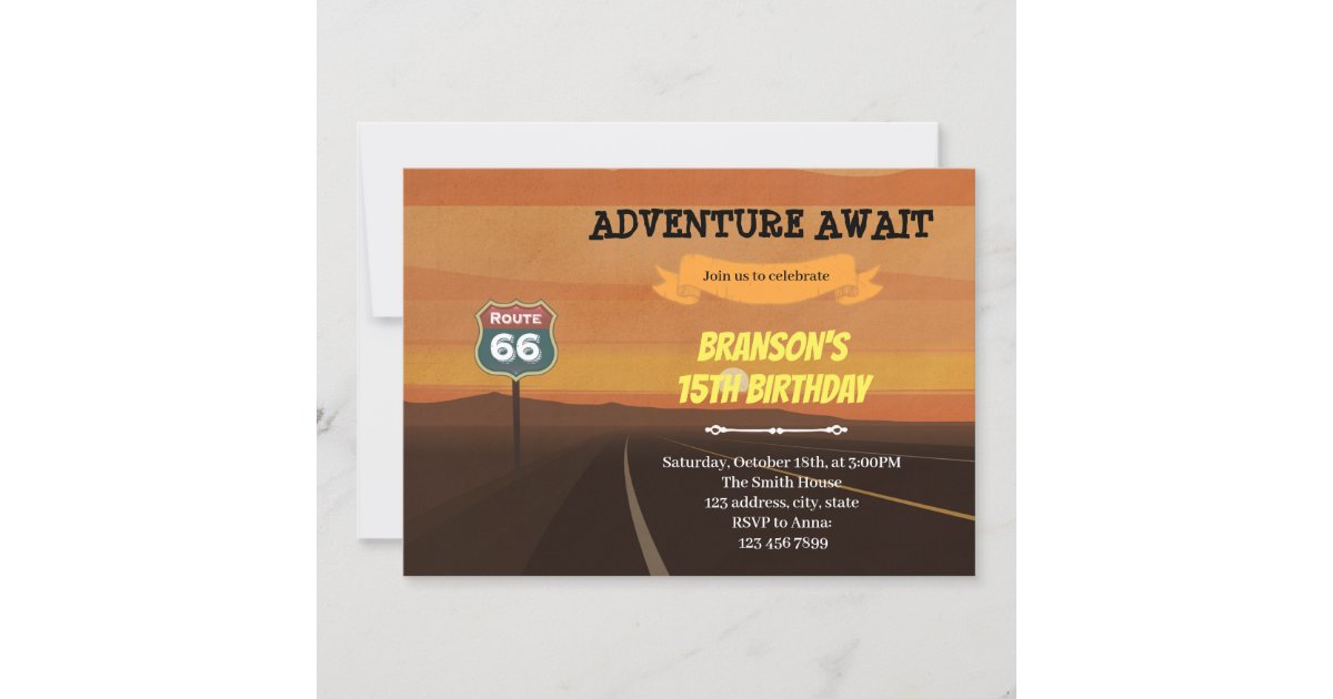 Route 66 birthday theme Invitation | Zazzle