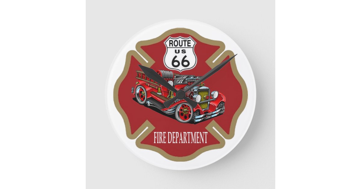 Route 66 Fire Department Clock | Zazzle