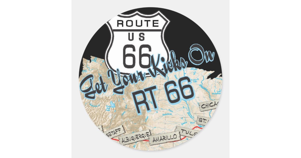 route 66 gifts classic round sticker | Zazzle