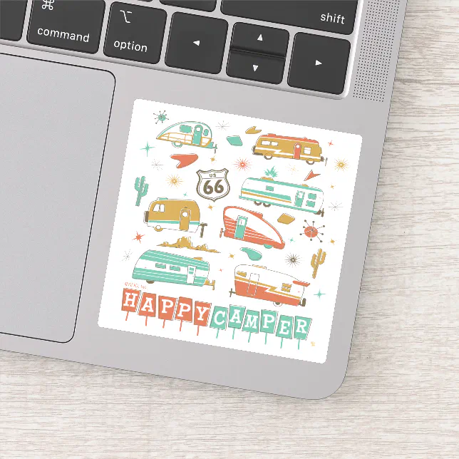 Route 66 Happy Camper Sticker | Zazzle