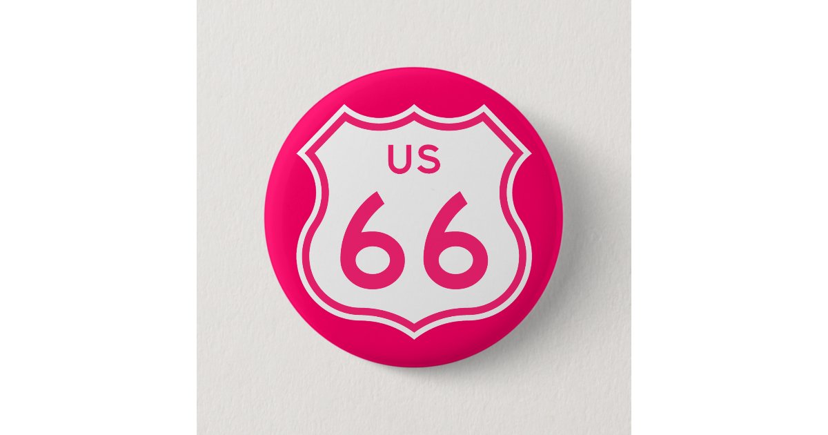 Route 66 Hot Pink Button | Zazzle