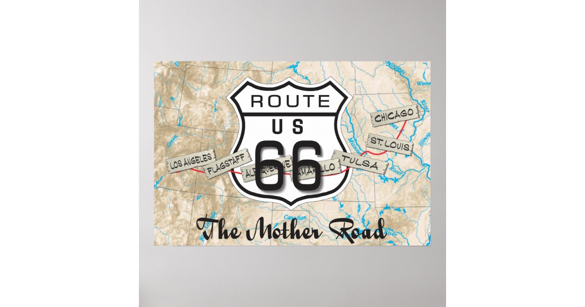 Route 66 Map Poster | Zazzle