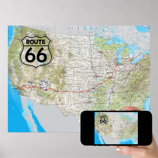 Route 66 Map Poster | Zazzle
