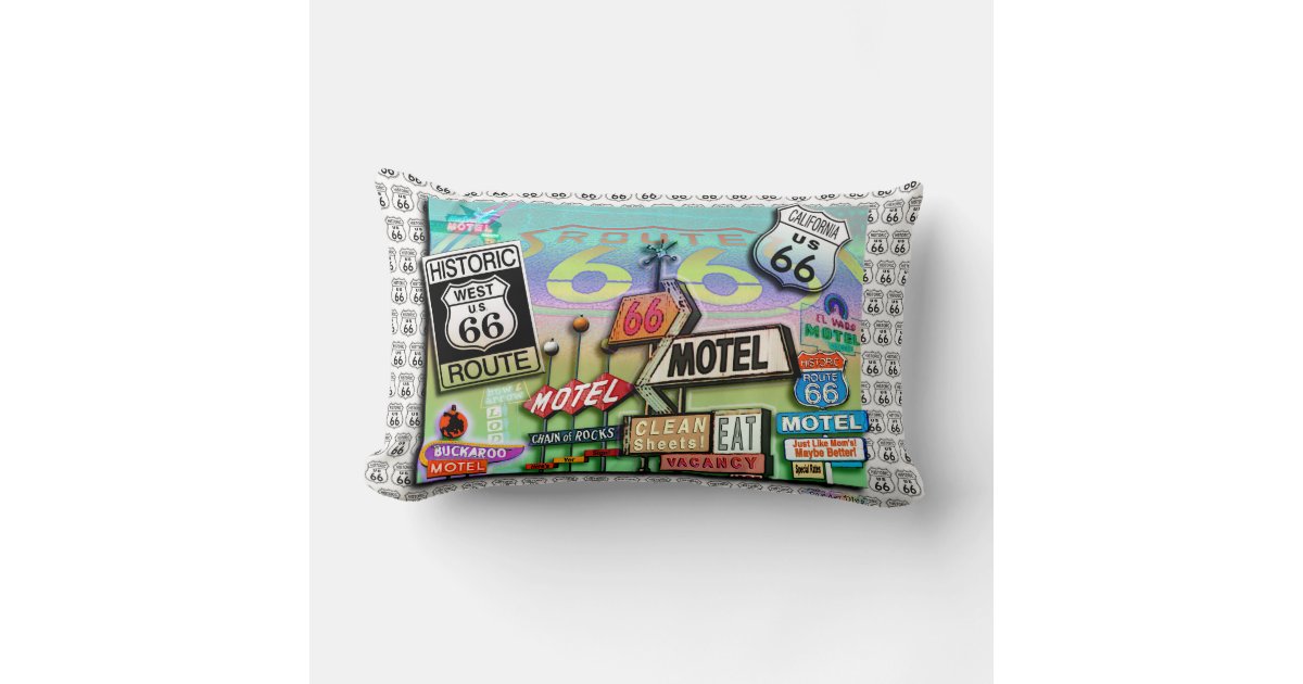 ROUTE 66 Reversible Lumbar PILLOWS by PopArtDiva | Zazzle