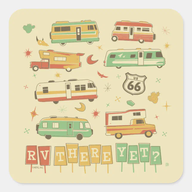 Route 66 RV There Yet Square Sticker | Zazzle