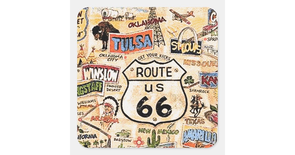 "Route 66" Square Sticker | Zazzle