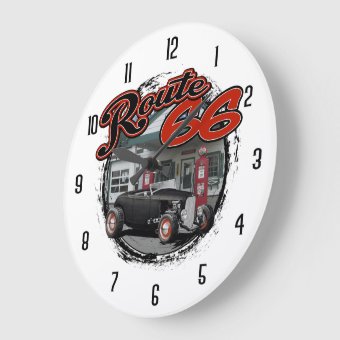 Route 66 Station Hot Rod Large Clock | Zazzle