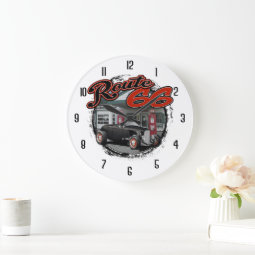 Route 66 Station Hot Rod Large Clock | Zazzle