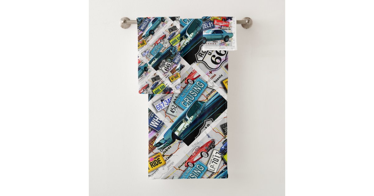 Route 66, Vintage cars, Road Trips Bath Towel Set | Zazzle