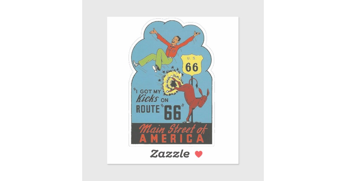 Route 66 Vintage Style Travel Sticker | Zazzle