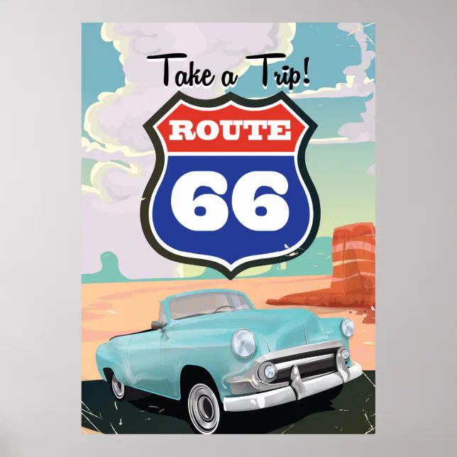 Route 66 vintage travel poster | Zazzle