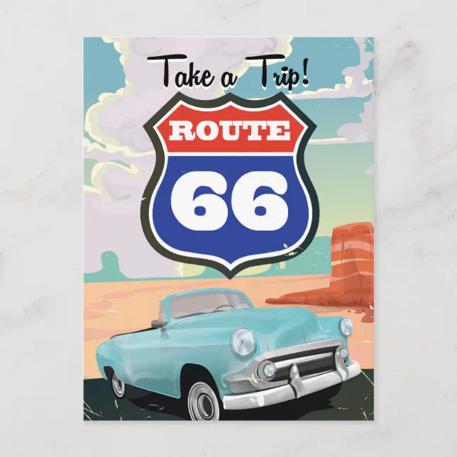 Route 66 vintage travel poster postcard | Zazzle