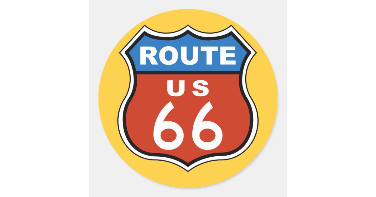 Route US 66 Sign Classic Round Sticker | Zazzle