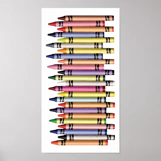 ROW COLORFUL CRAYONS GRAPHIC BACKGROUNDS COLORING POSTER | Zazzle