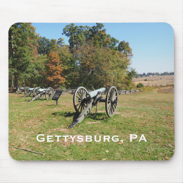 Row of cannons on the Gettysburg Battlefield Mouse Pad | Zazzle