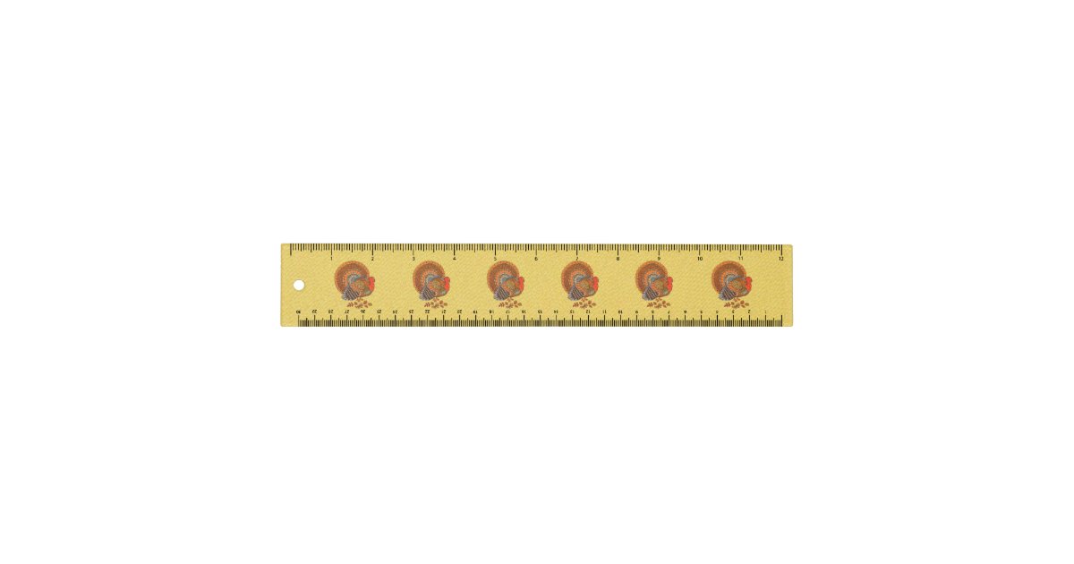 Row of Colorful Male Turkeys Leaves on Yellow Ruler | Zazzle