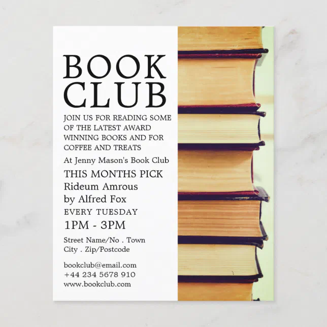 Row of Old Books, Book Club Advertising Flyer | Zazzle