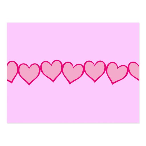 Row of Pink Hearts Postcard | Zazzle