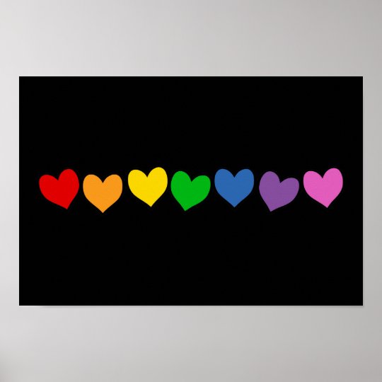Row of Rainbow Hearts Poster | Zazzle.com