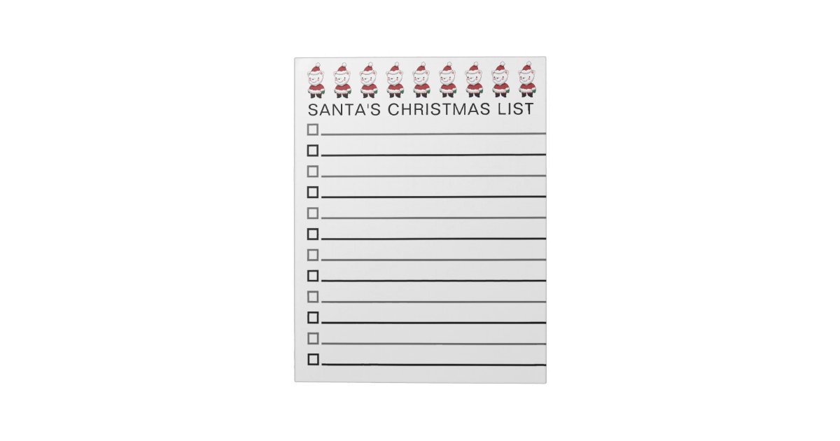 Row of Santas Christmas List Personalize Notepad | Zazzle