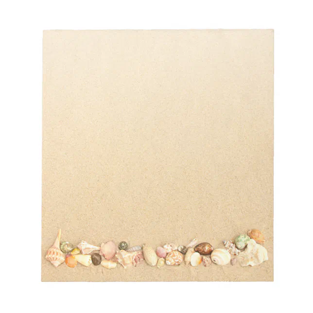 Row of Seashells on Beach Sand Notepad | Zazzle