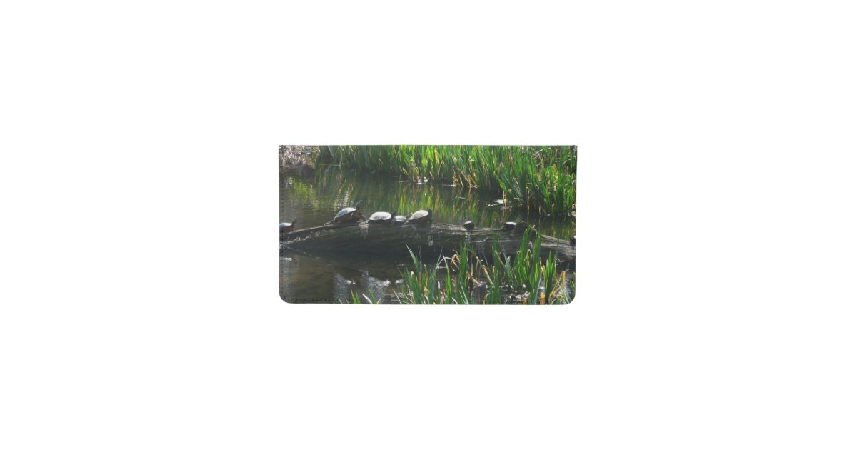 Row of Turtles Green Nature Photo Checkbook Cover | Zazzle