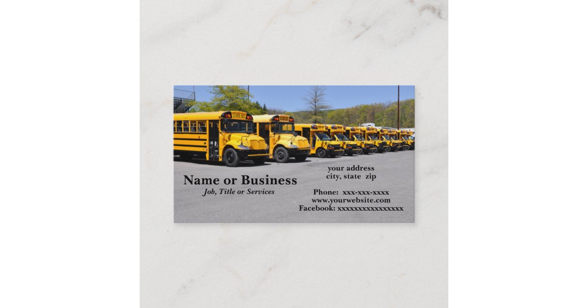 row of yellow school buses business card | Zazzle