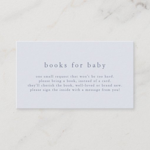 ROWAN Boy Blue Simple Baby Shower Books for Baby Enclosure Card | Zazzle