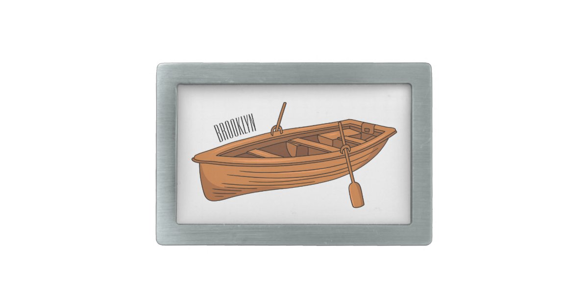 Rowboat cartoon illustration belt buckle | Zazzle