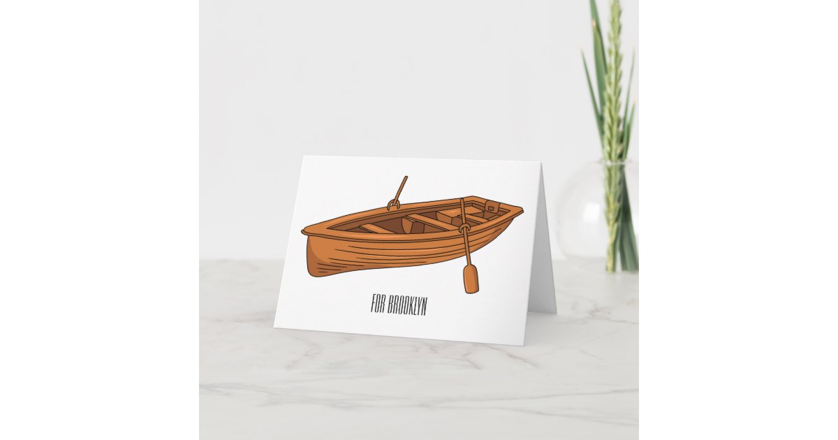 Rowboat cartoon illustration card | Zazzle