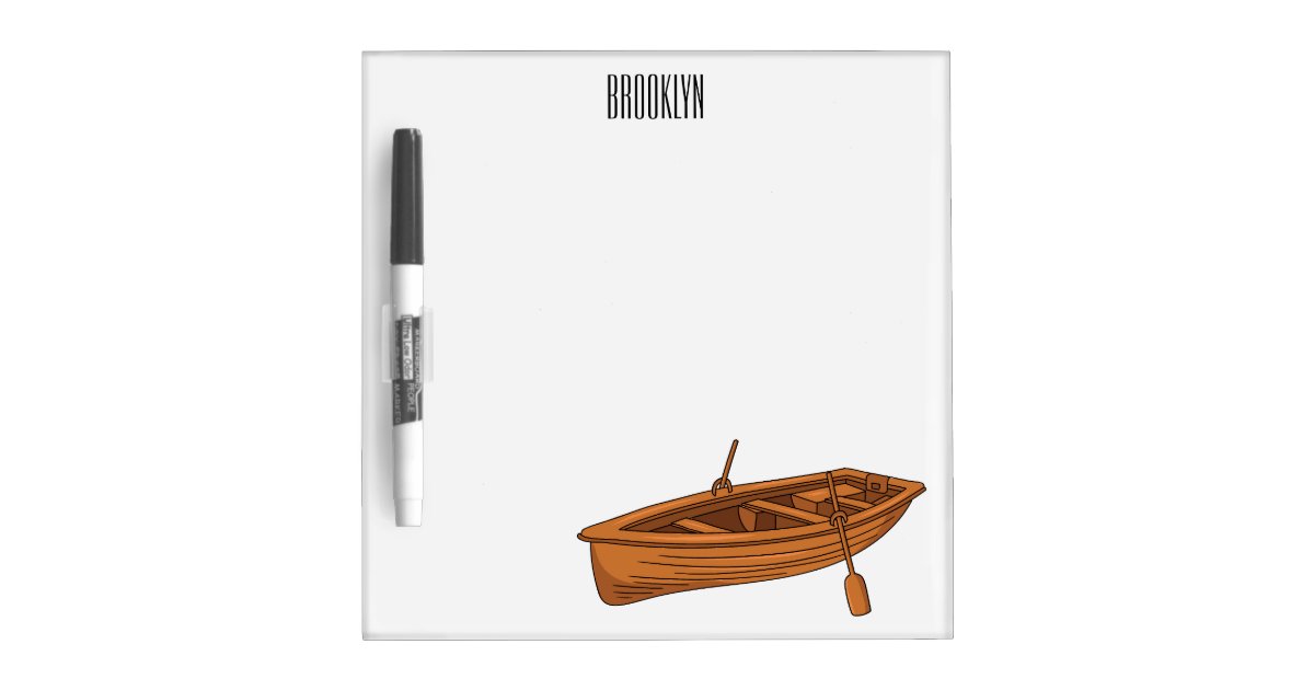 Rowboat cartoon illustration dry erase board | Zazzle