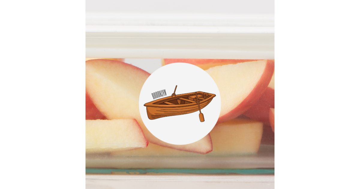 Rowboat cartoon illustration labels | Zazzle