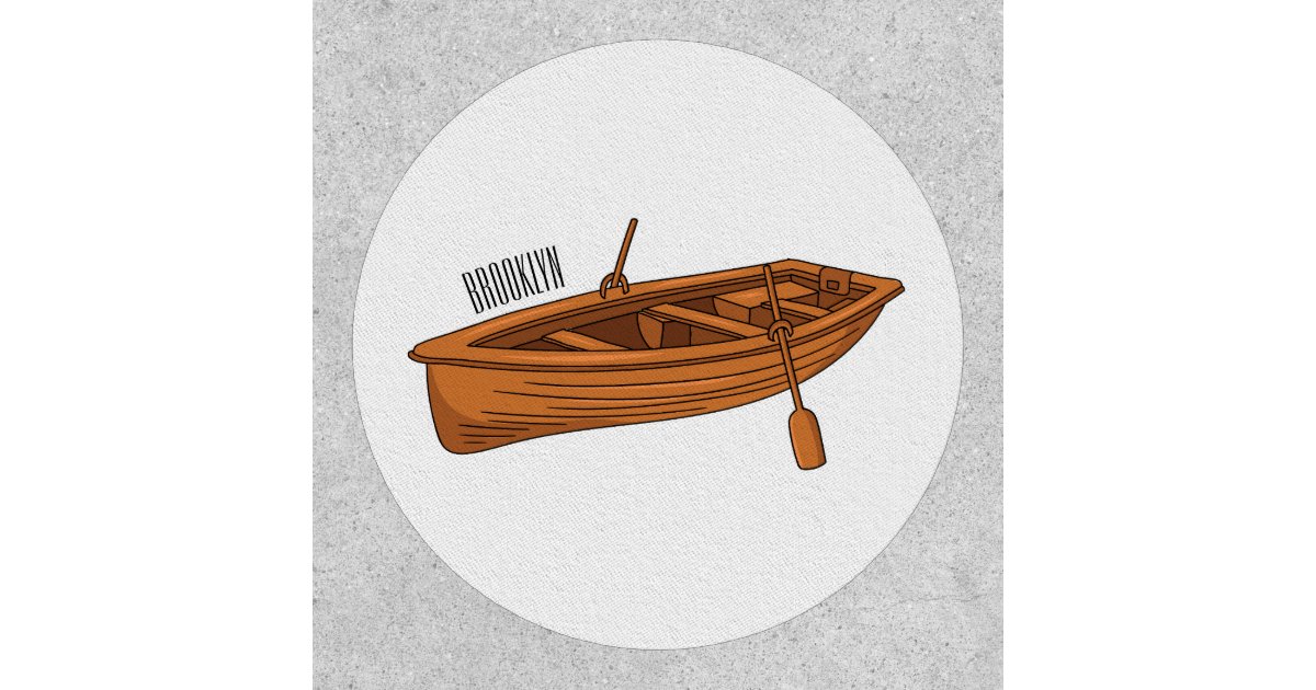Rowboat cartoon illustration patch | Zazzle