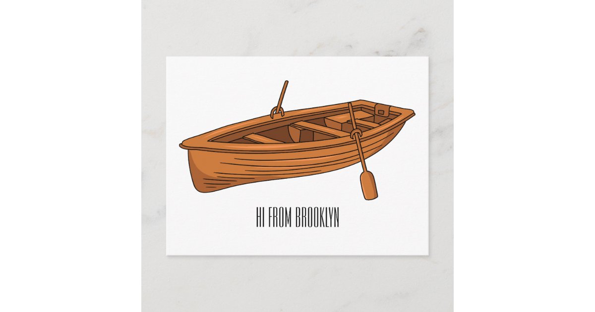 Rowboat cartoon illustration postcard | Zazzle