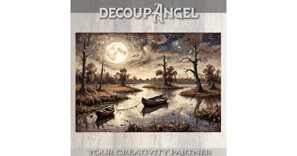 Rowboats in Autumn Landscape - Decoupage - Tissue Paper | Zazzle