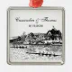 Rowers on River With Boathouse Black Metal Ornament | Zazzle