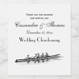 Rowing Rowers Crew Team Water Sports Wine Label | Zazzle