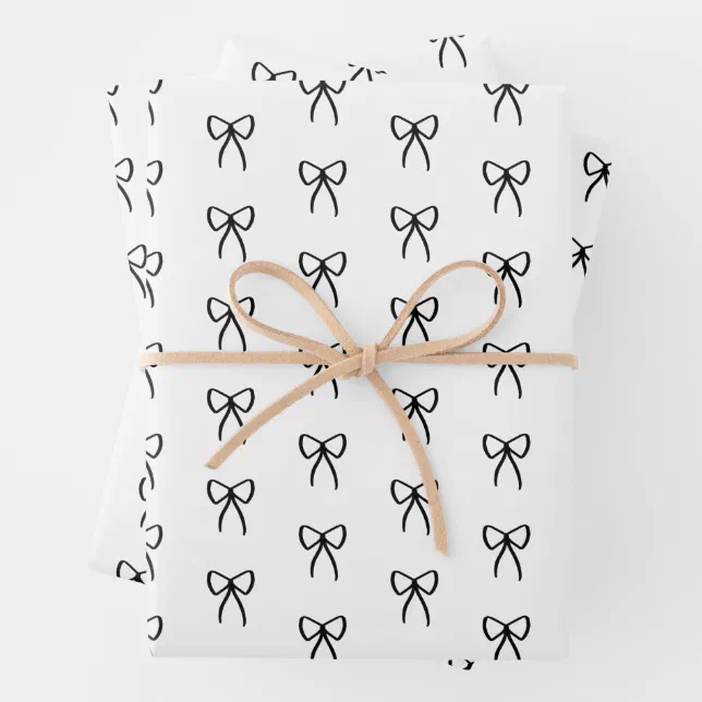 Rows of Bows in Black Wrapping Paper | Zazzle