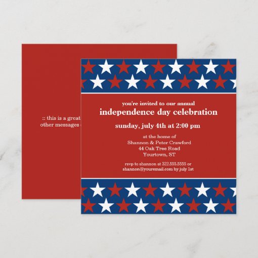 Rows of Stars Independence Day invitation | Zazzle