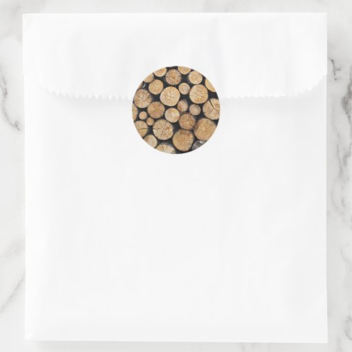 Rows of wood in stack classic round sticker | Zazzle