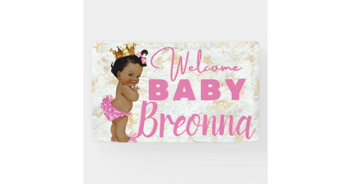 Royal African Princess Pink|Gold Marble Fancy Banner | Zazzle