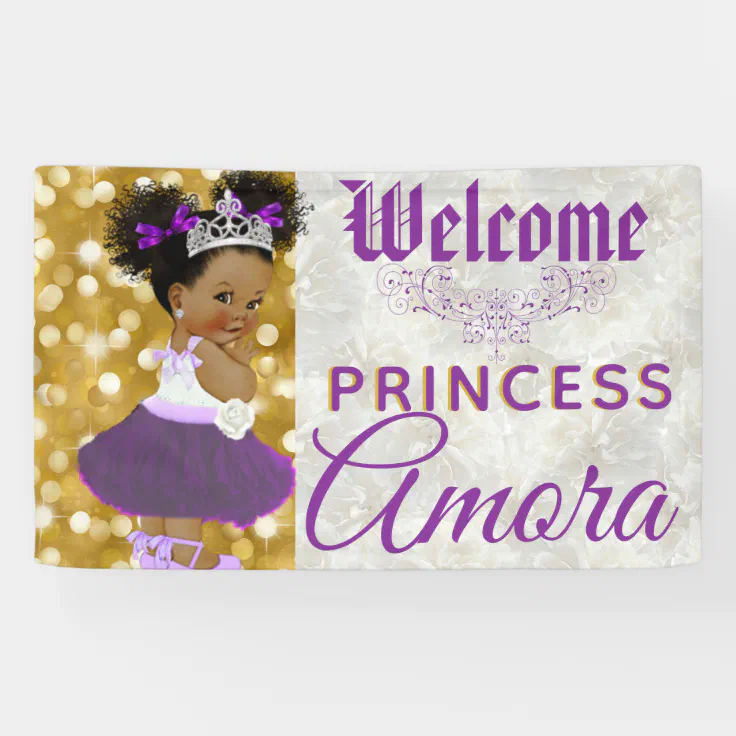 Royal African Princess Purple|Silver Glitter Fancy Banner | Zazzle