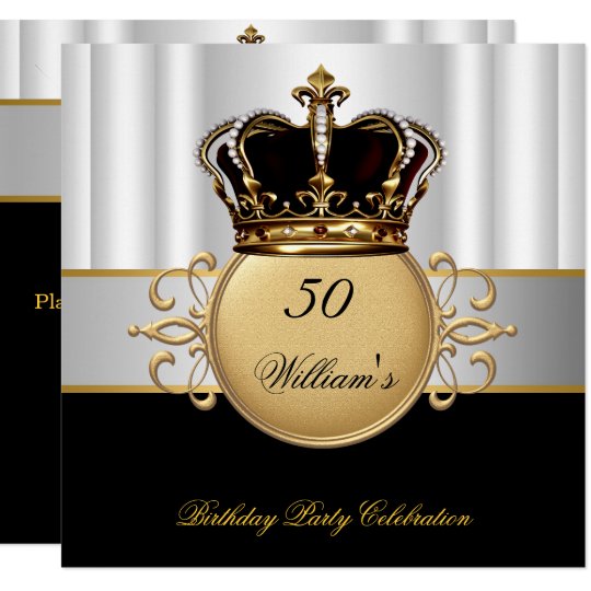 Royal Black White Gold Birthday Prince King Invitation | Zazzle.com
