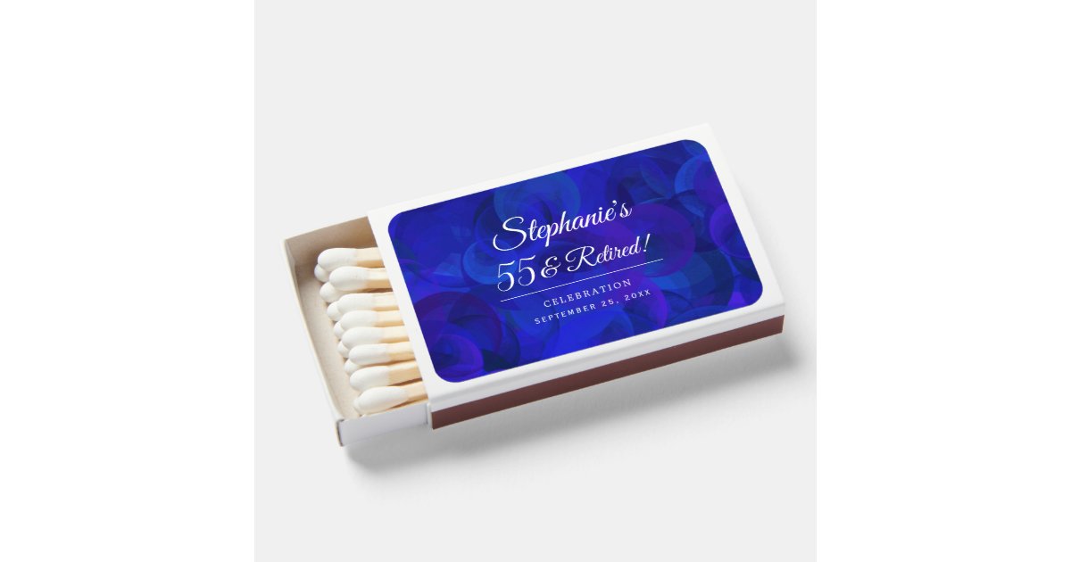 Royal Blue 55 & Retired Birthday Favors Matchboxes | Zazzle