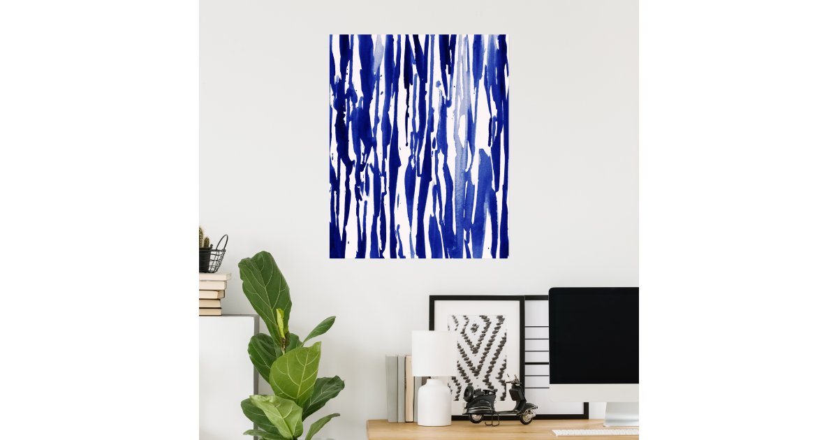 Royal Blue Abstract Stripes Poster | Zazzle
