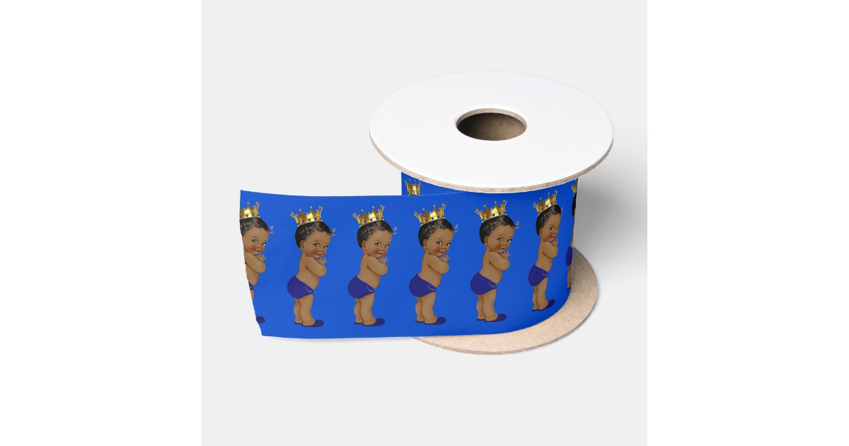 Royal Blue African American Prince Baby Satin Ribbon | Zazzle